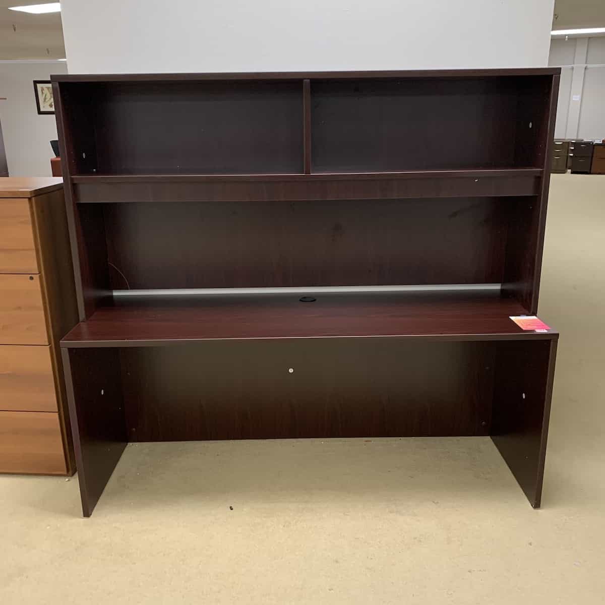 71” Wide Mahogany Modern Credenza Shell with Hutch | Office Furniture ...