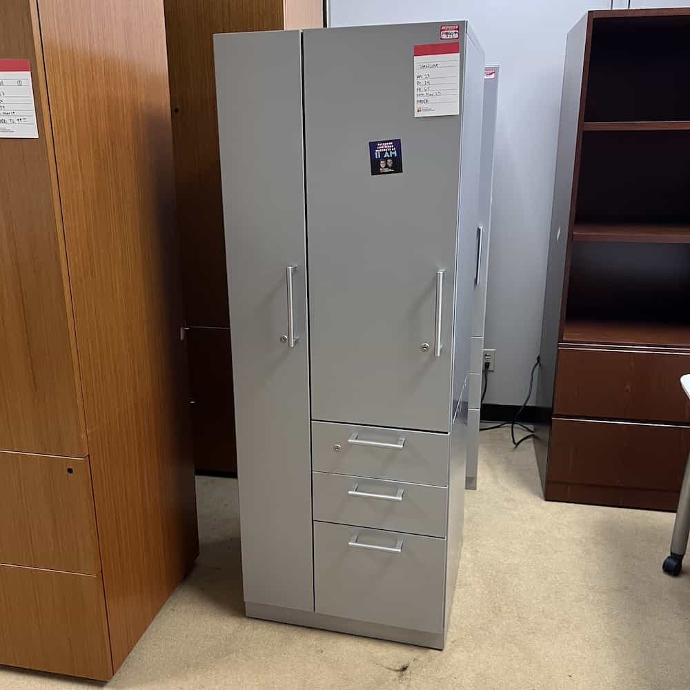 24" W x 65" H Silver Steelcase Metal Office Wardrobe Storage Cabinet ...
