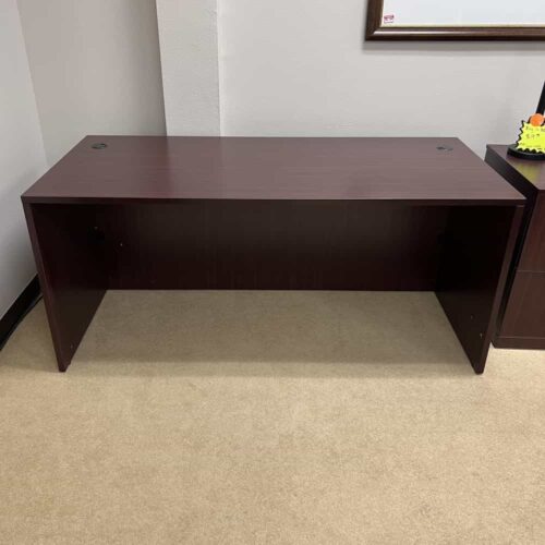 66" x 30" Mahogany Laminate Desk Shell | Office Furniture Liquidations