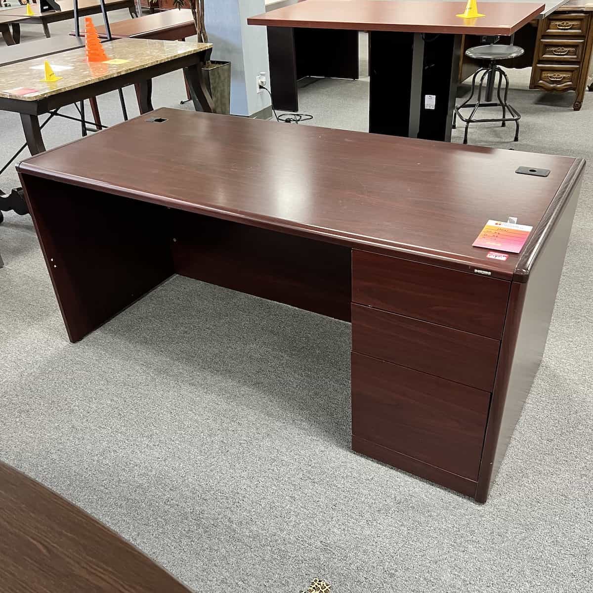 66" Wide Mahogany HON Rounded Edge Modern Desk | Office Furniture ...