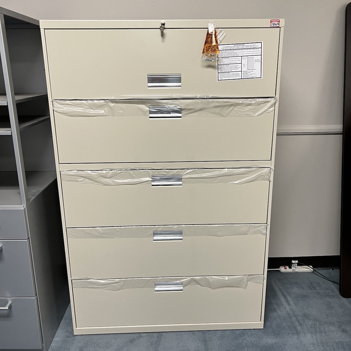 42" Wide Tan Metal 5 Drawer Lateral - Open Box | Office Furniture ...
