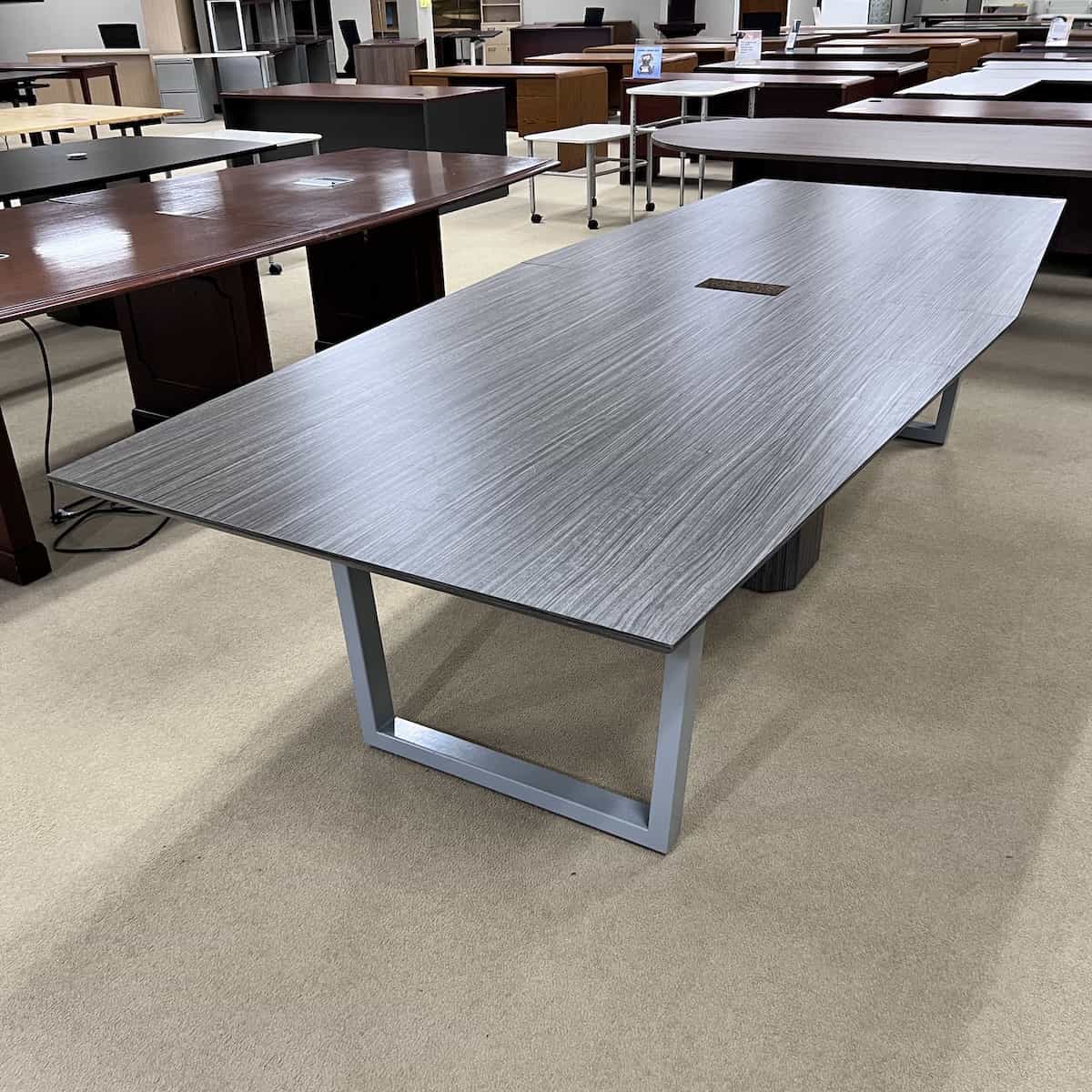 10 Ft Grey Boat Shaped Conference Table | Office Furniture Liquidations