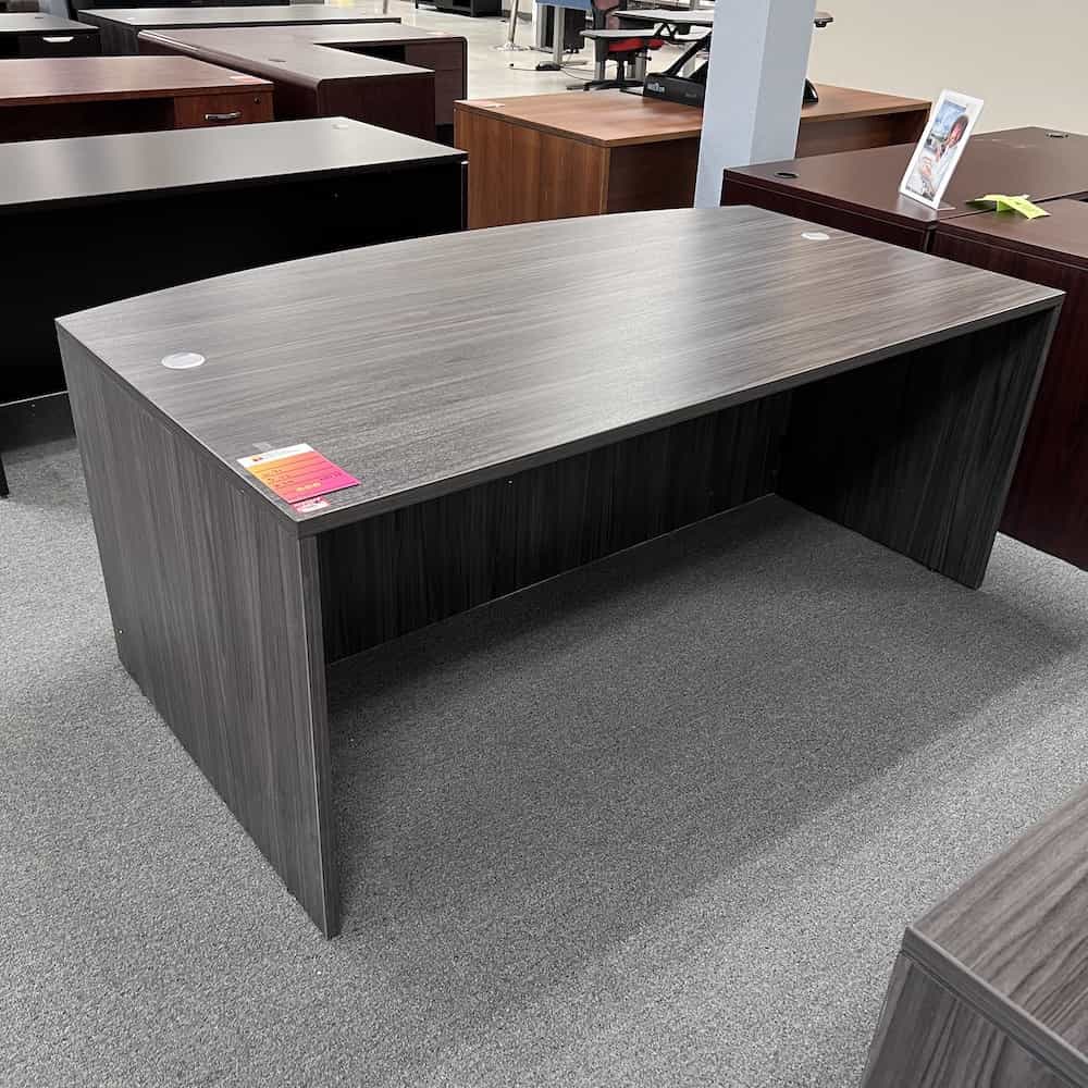 71" Grey Bow Front Desk Shell | Office Furniture Liquidations