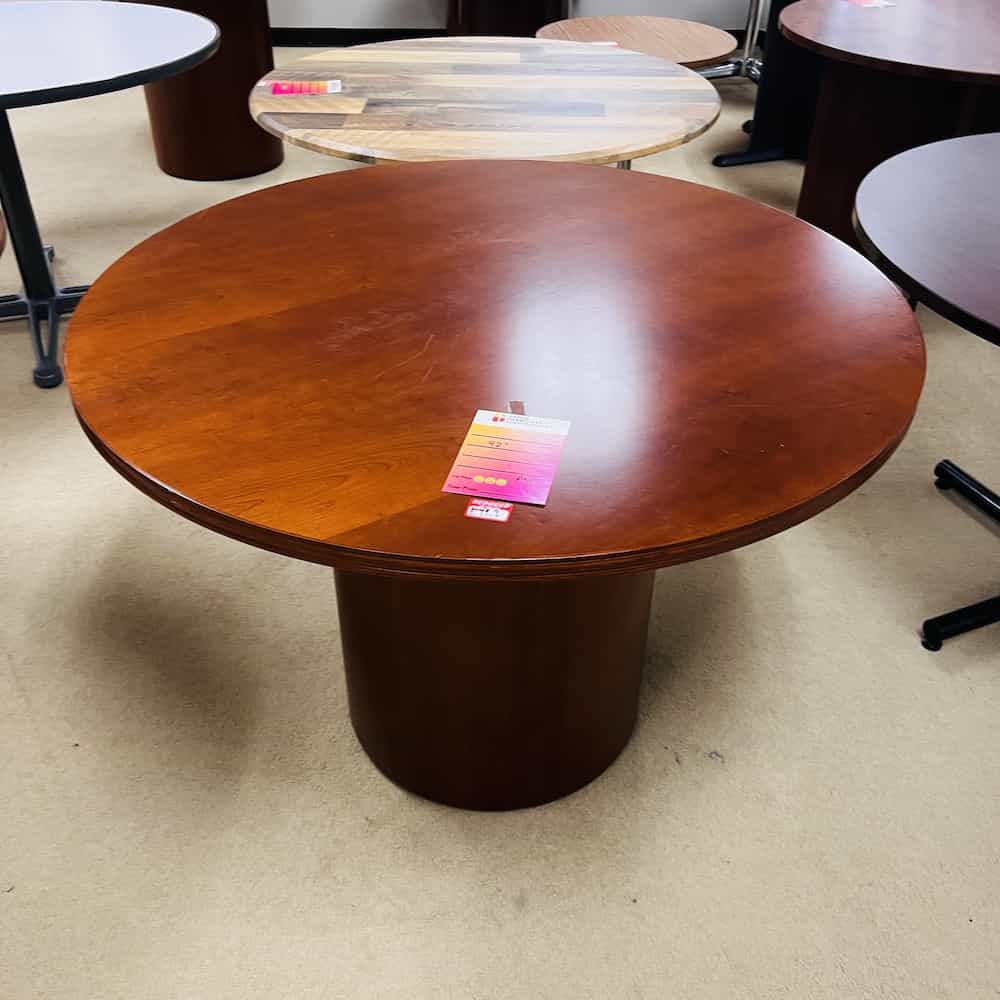 42" Wide Cherry Round Edge Break Room Table | Office Furniture Liquidations