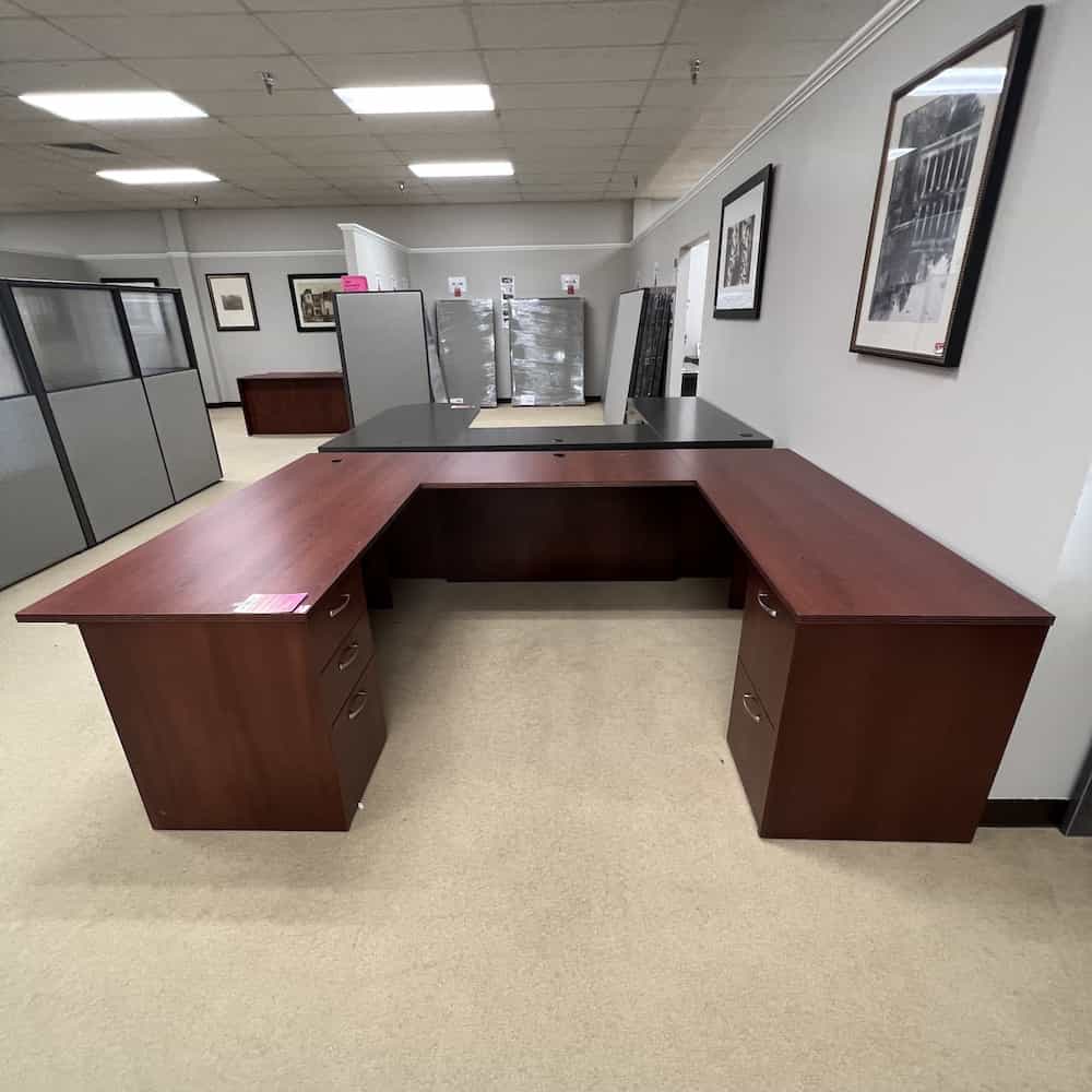 72" Indiana Furniture Mahogany U-Desk - Right Return | Office Furniture ...