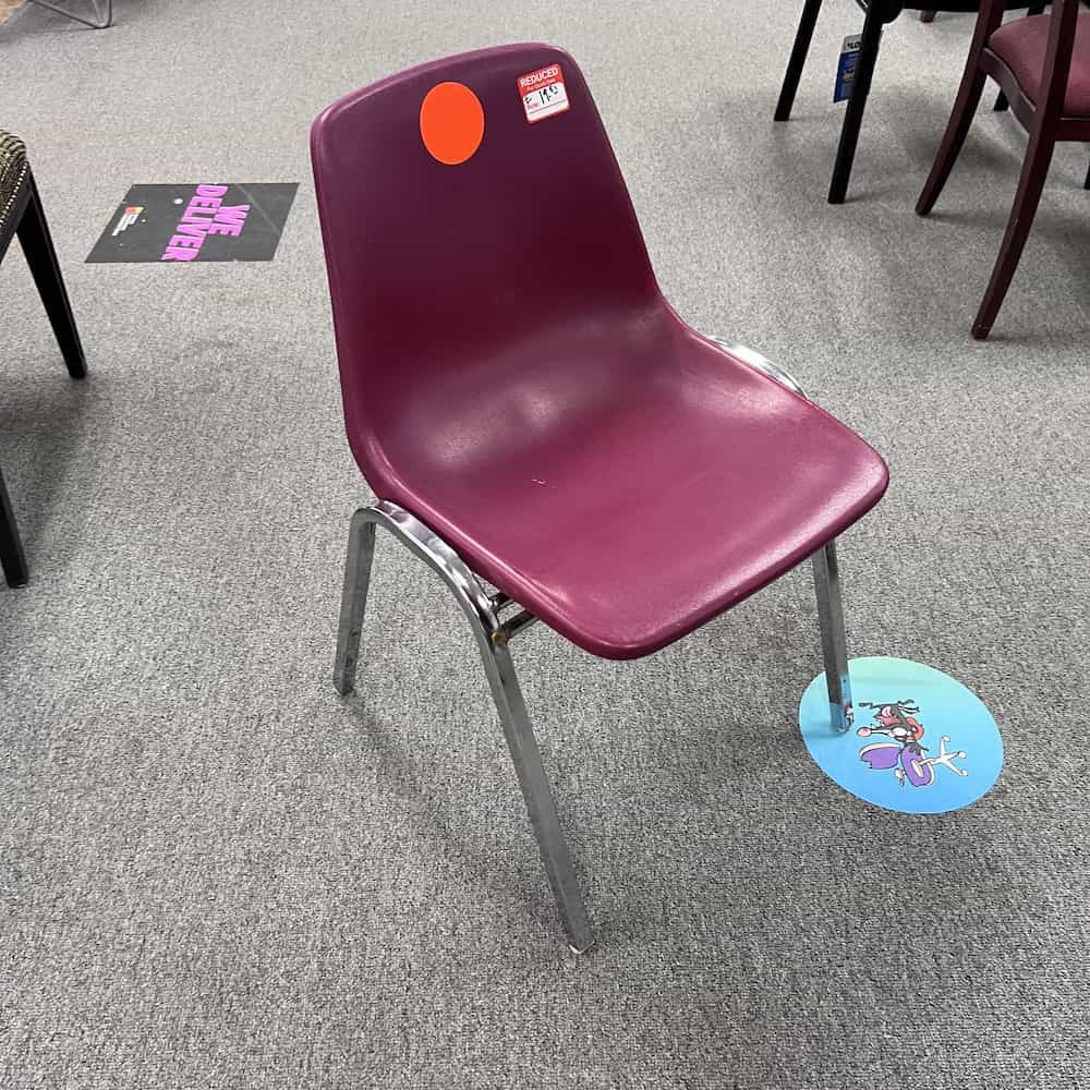 Pink and Chrome Plastic Stacking Chairs | Office Furniture Liquidations