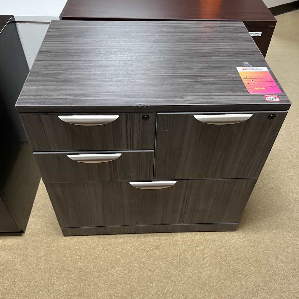 29" High Coastal Grey and Silver 4 Drawer Combo Lateral File Cabinet ...