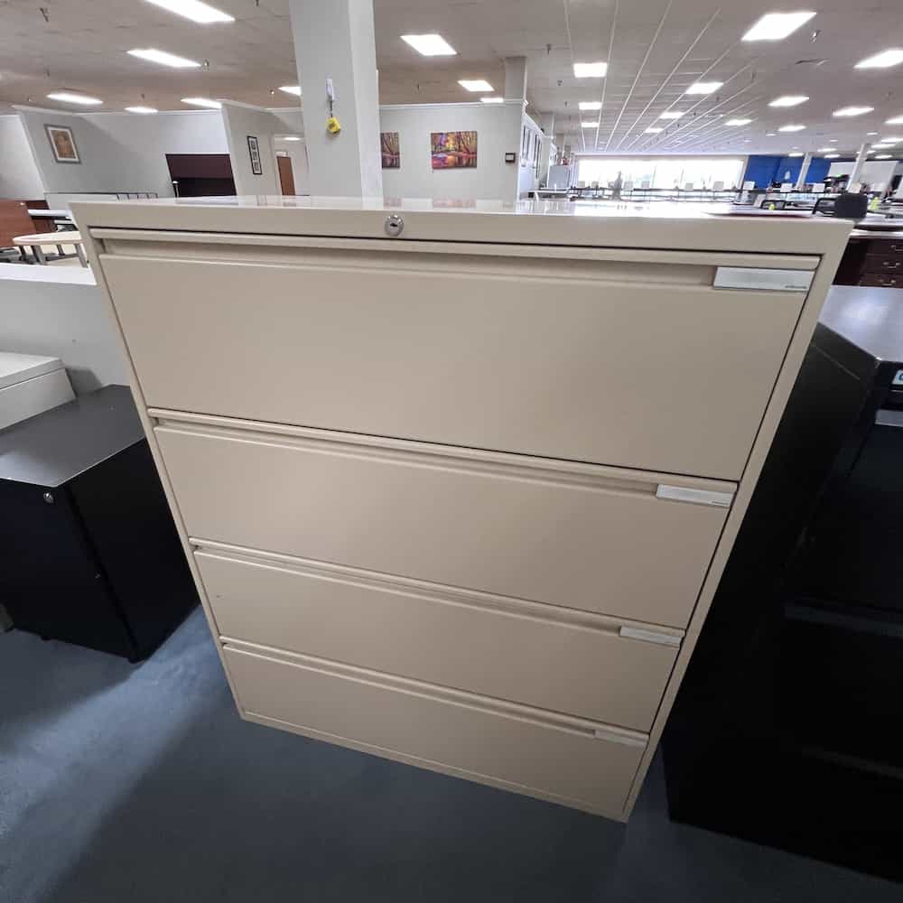45" High Light Tan Metal 4 Drawer Lateral | Office Furniture Liquidations