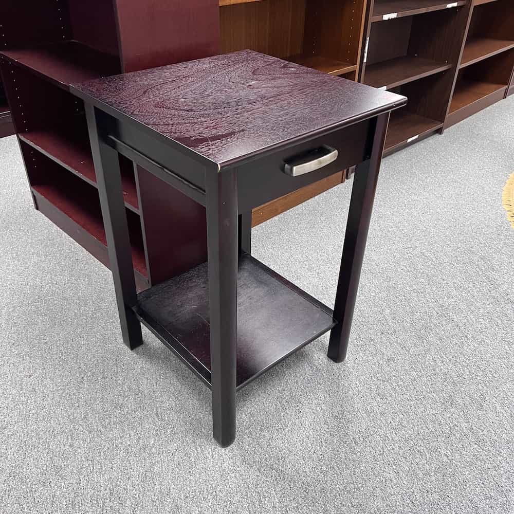 31" High Mahogany and Silver Rectangle Tall Boy Side Table | Office ...