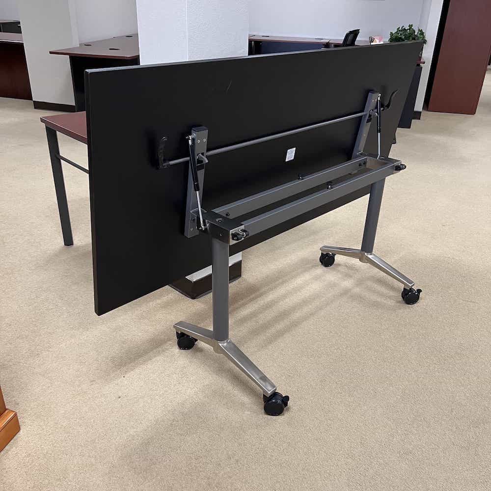 60" Grey Training Table Flip Top on Wheels | Office Furniture Liquidations