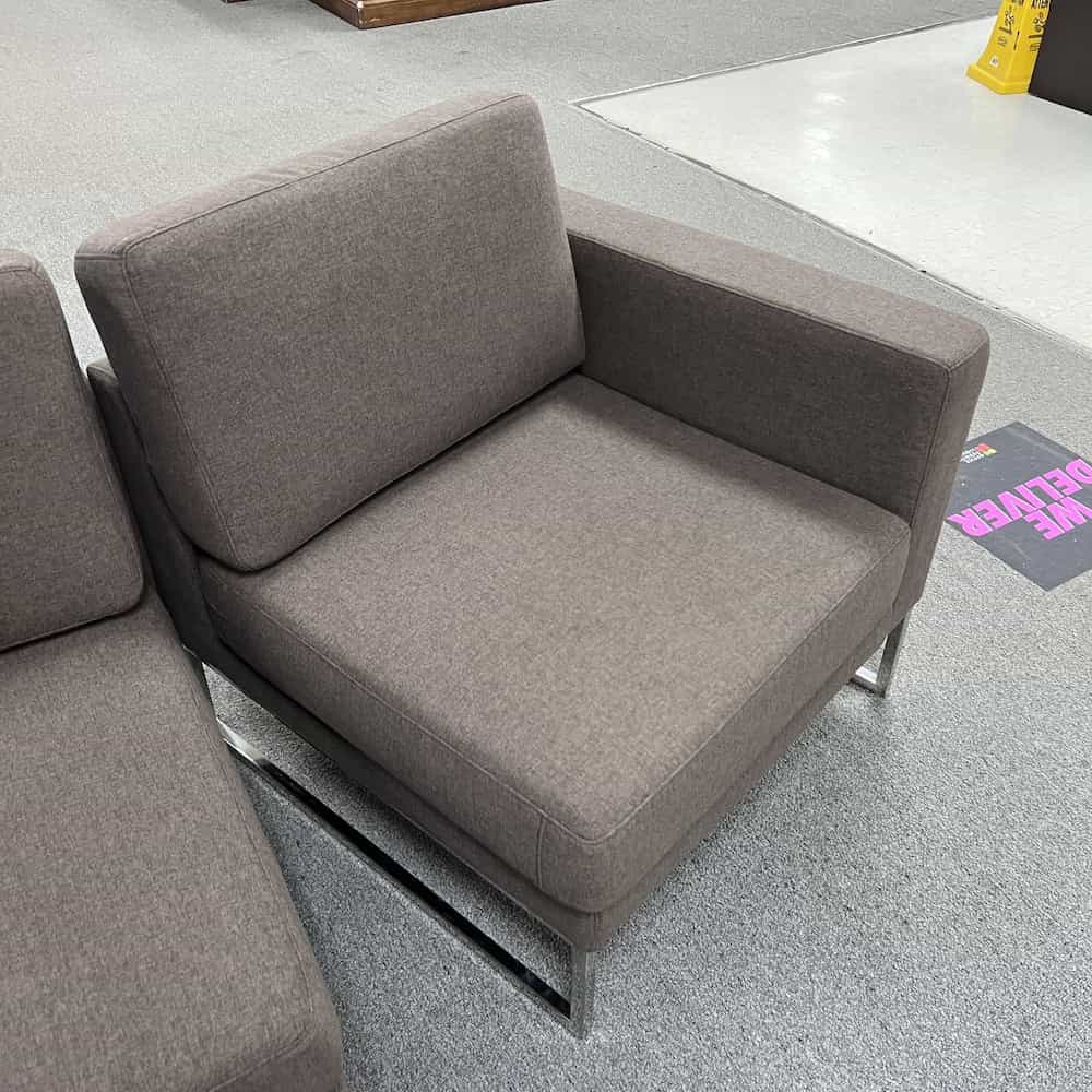 92" Vari Taupe and Chrome Modern Three-Seat Modular Sofa | Office ...