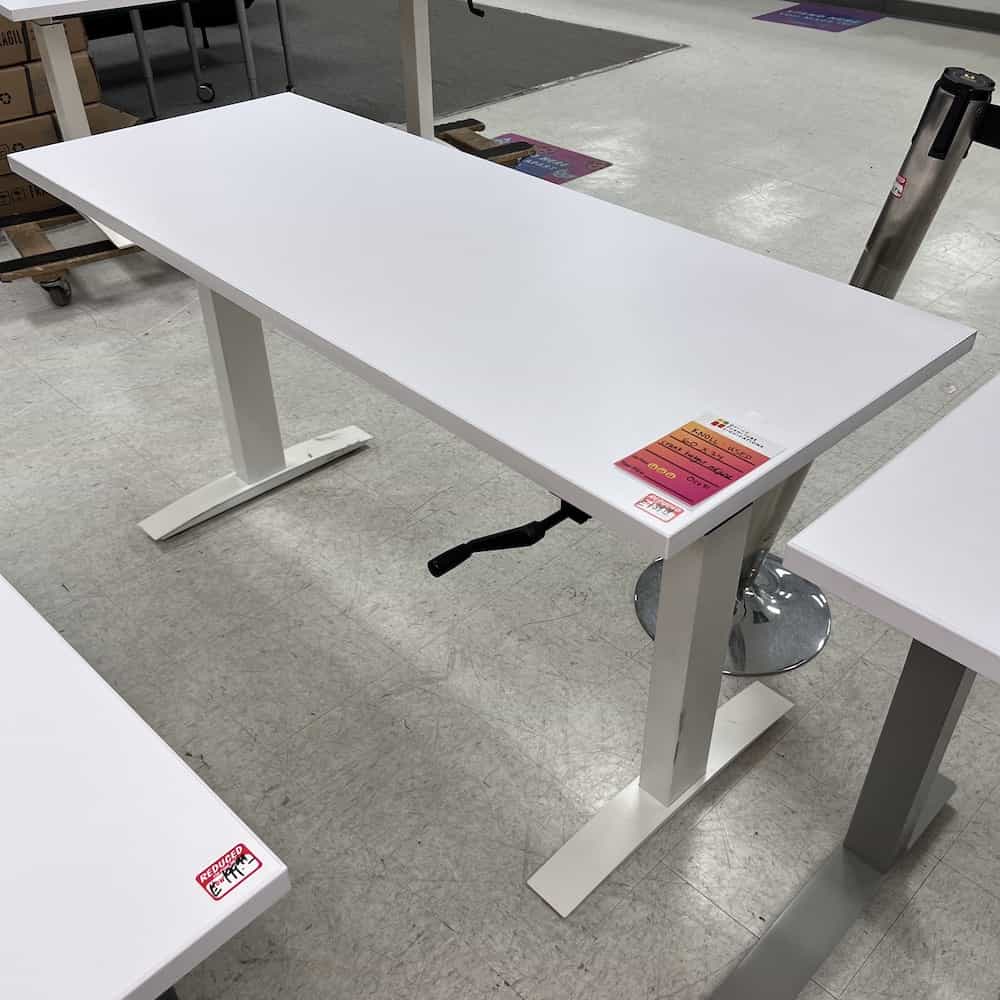 60" Knoll White Crank Height Adjustable Standing Desk | Office ...
