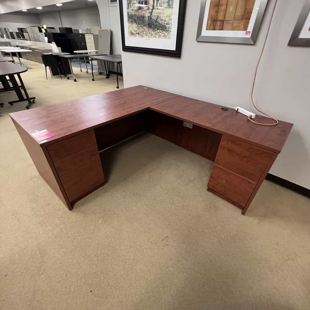66" Buro Design Cherry L-Desk - Right Return | Office Furniture ...