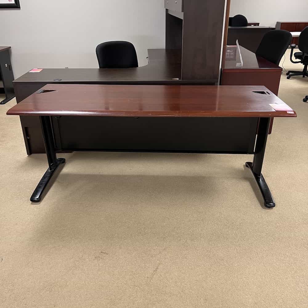 72" Steelcase Mahogany and Black Training Table Desk | Office Furniture ...
