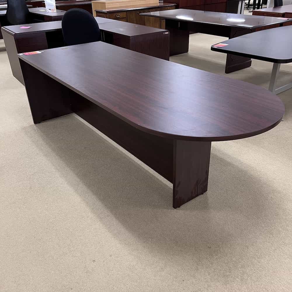 96" Mahogany Bullet Desk Table Center | Office Furniture Liquidations