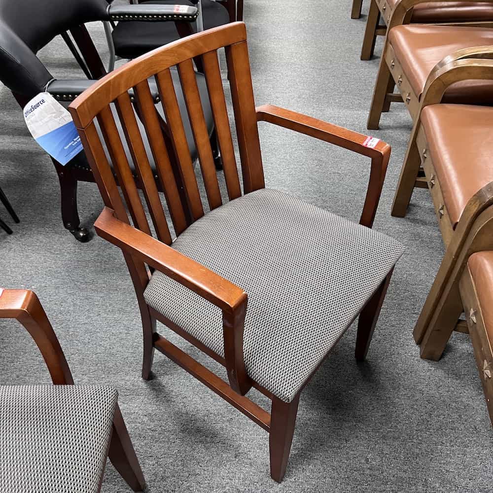 Grey and Cherry Guest Arm Chair | Office Furniture Liquidations