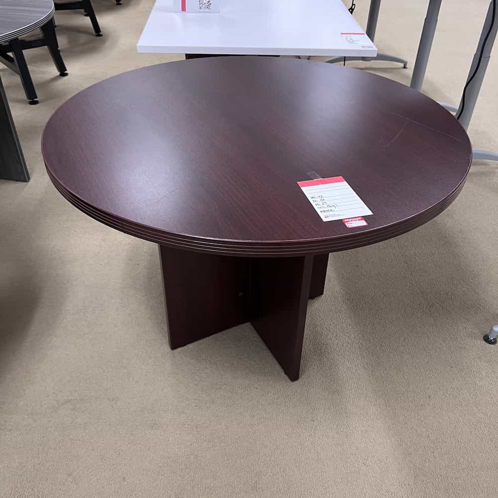 42" Mahogany Fluted Edge Round Break Room Table | Office Furniture ...