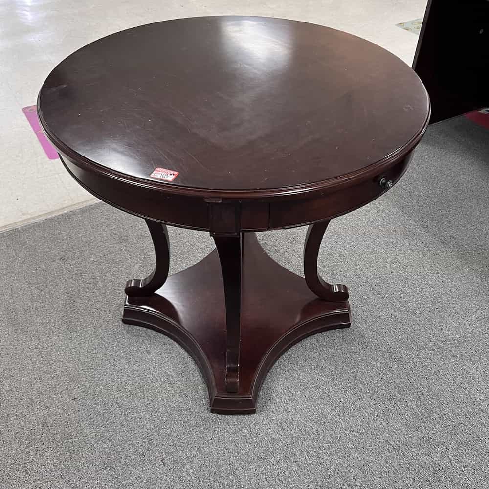 34" Mahogany Traditional Round Entry Table | Office Furniture Liquidations