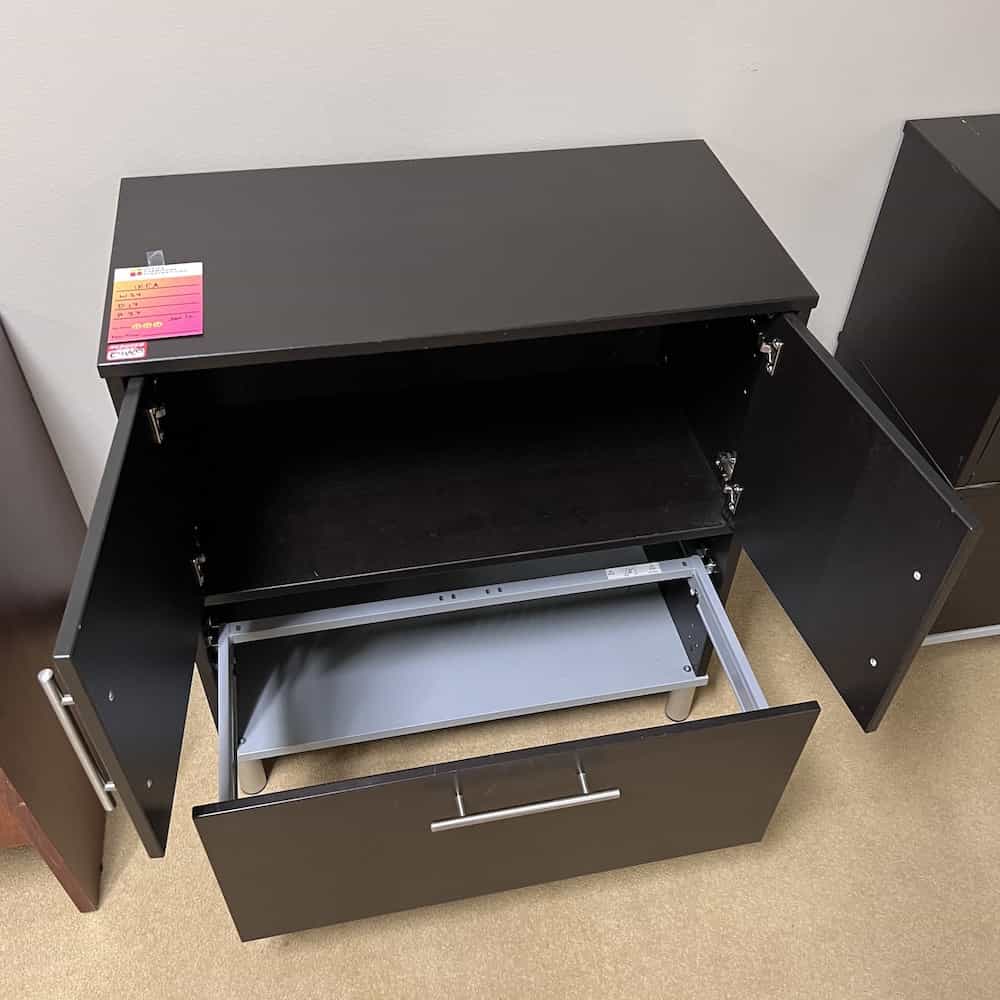 37" High Ikea Espresso and Silver 1 Drawer Lateral Storage File Cabinet ...