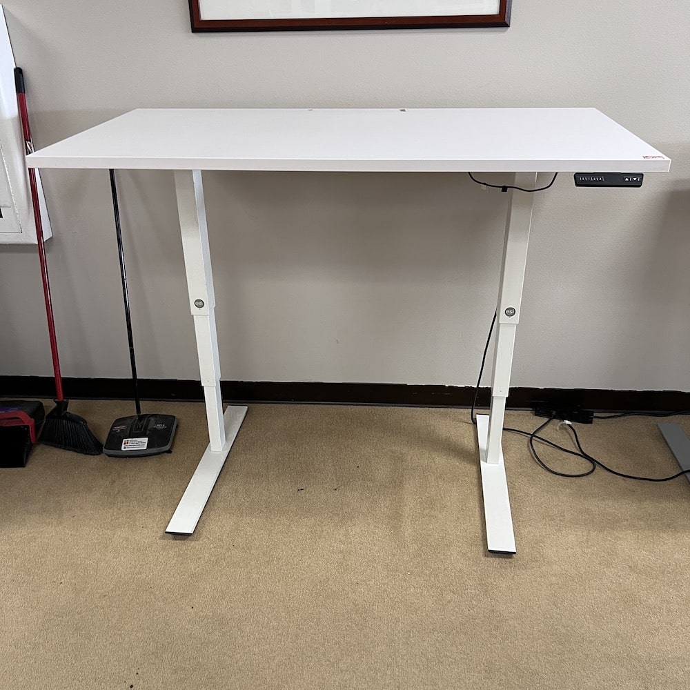 DAMAGED 58" Wide ESI White Programmable Height Adjustable Standing Desk ...