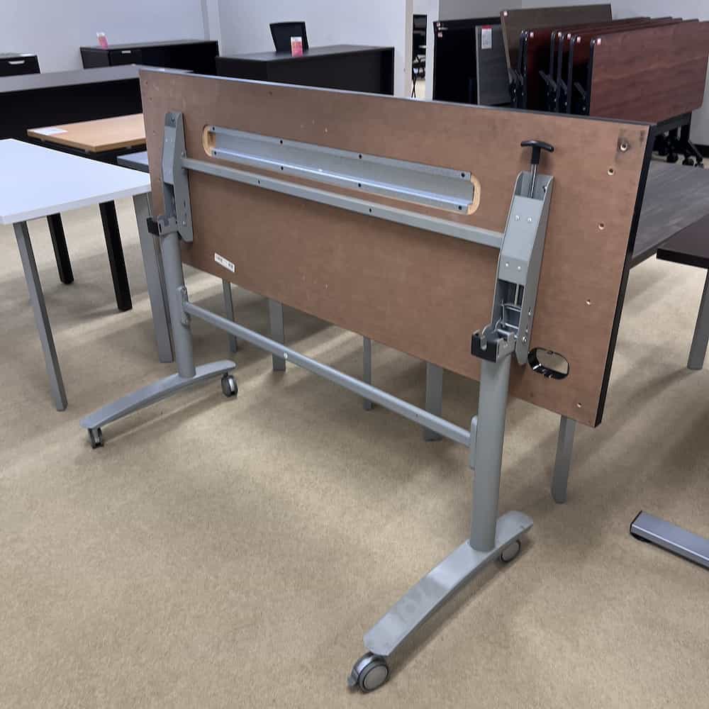 66" x 24" Allsteel Maple and Silver Training Table on Wheels - Flip Top ...