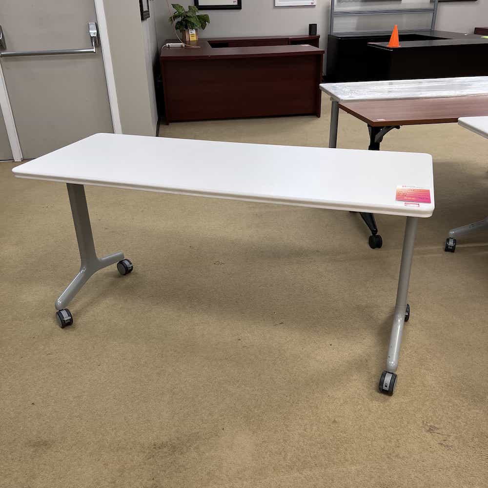 60" Allsteel White Training Table on Wheels - Flip Top | Office ...
