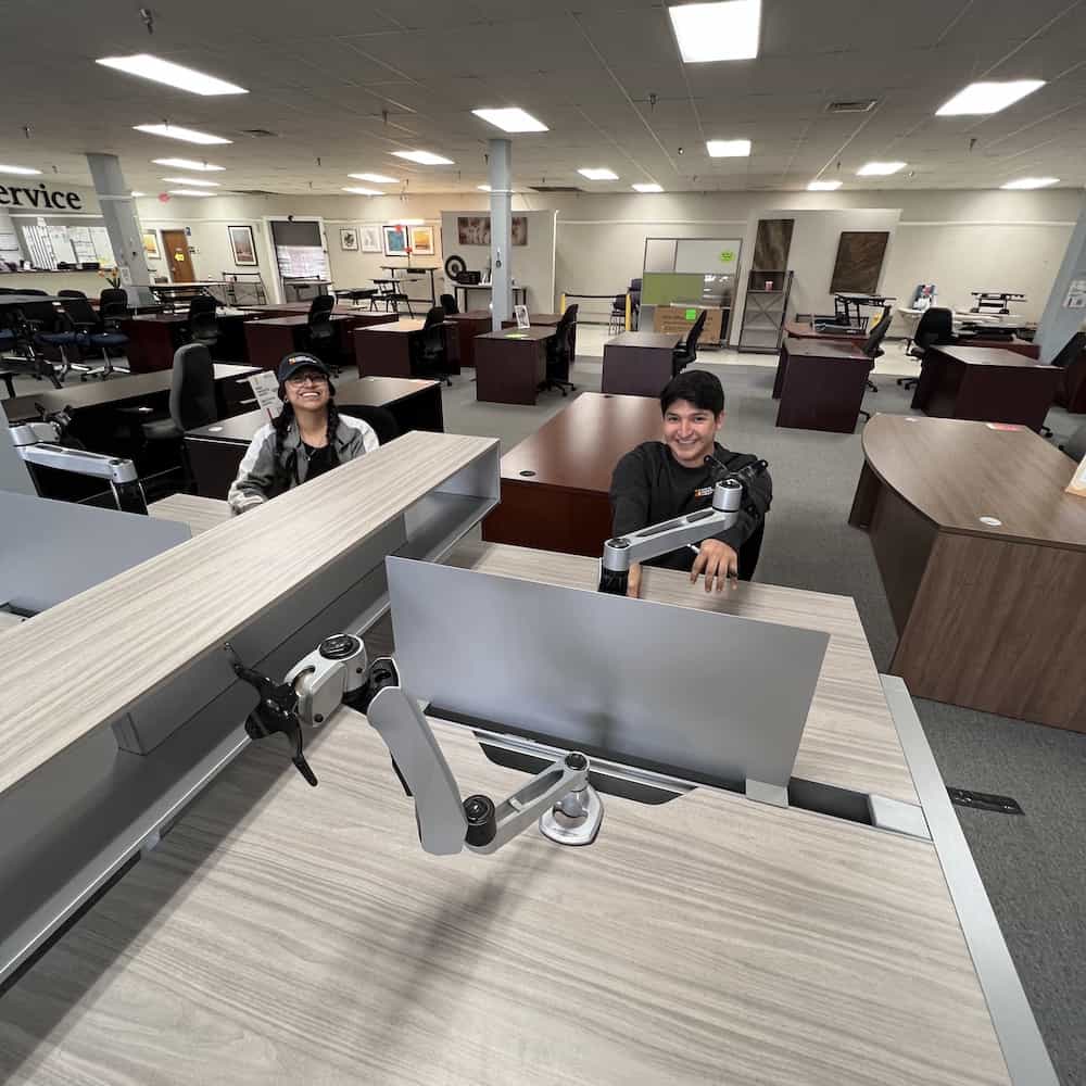 98" Steelcase Bivi Grey and Silver 4 Person Workstation with Metal ...