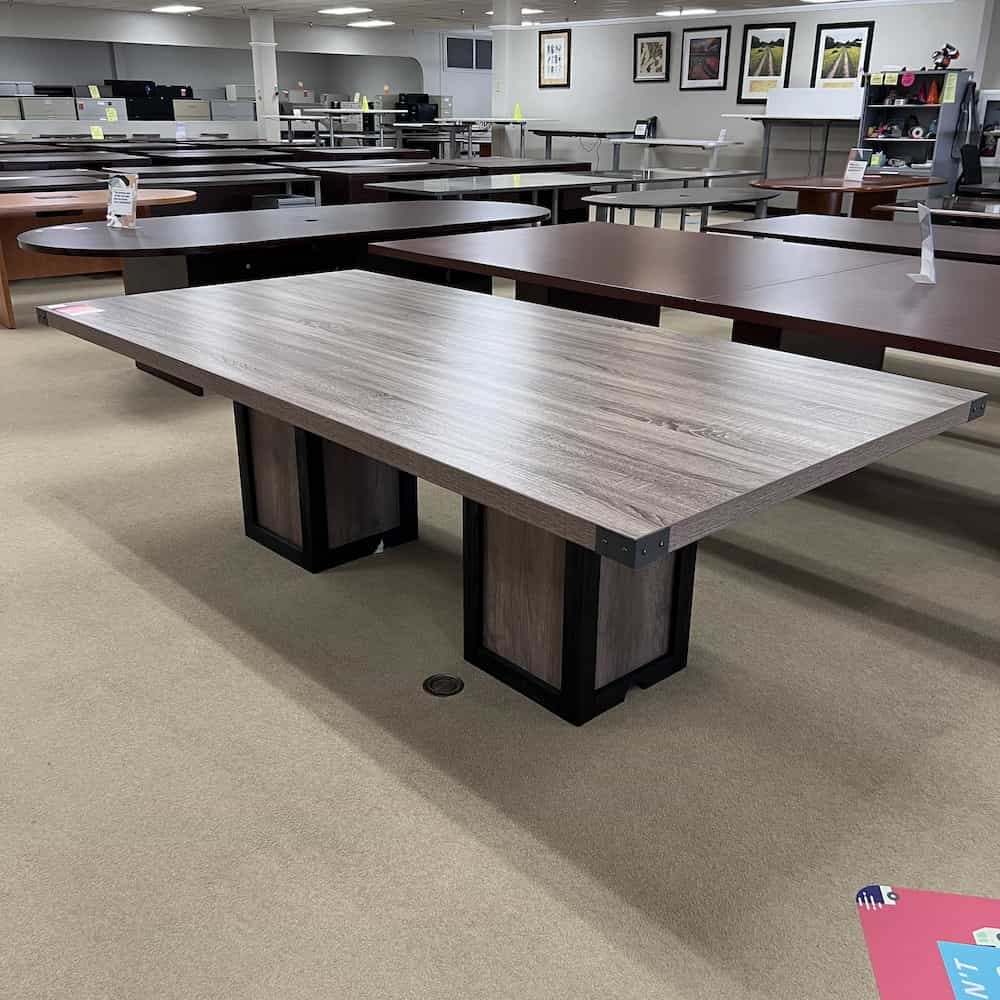 8 Ft Weathered Walnut Montego Collection Industrial Rectangle ...