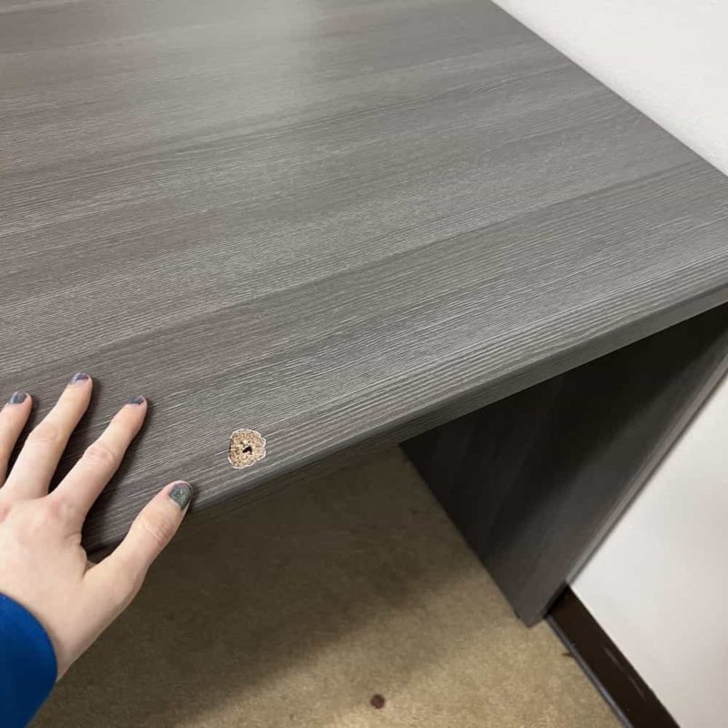 Damaged - 71" Grey and Silver L-Desk with 1 Pedestal File - Right ...