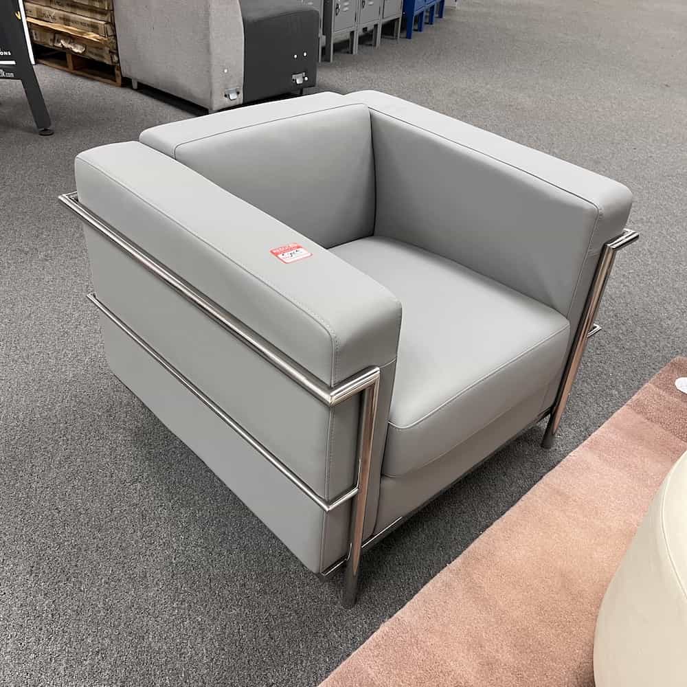 Grey and Silver LC3 Le Corbusier Style Club Chair | Office Furniture ...