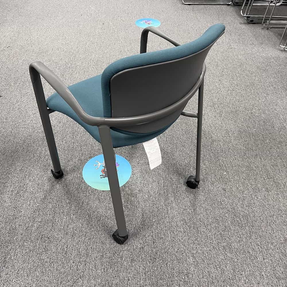 Teal and Grey Haworth Improv Rolling Stacking Chair | Office Furniture ...