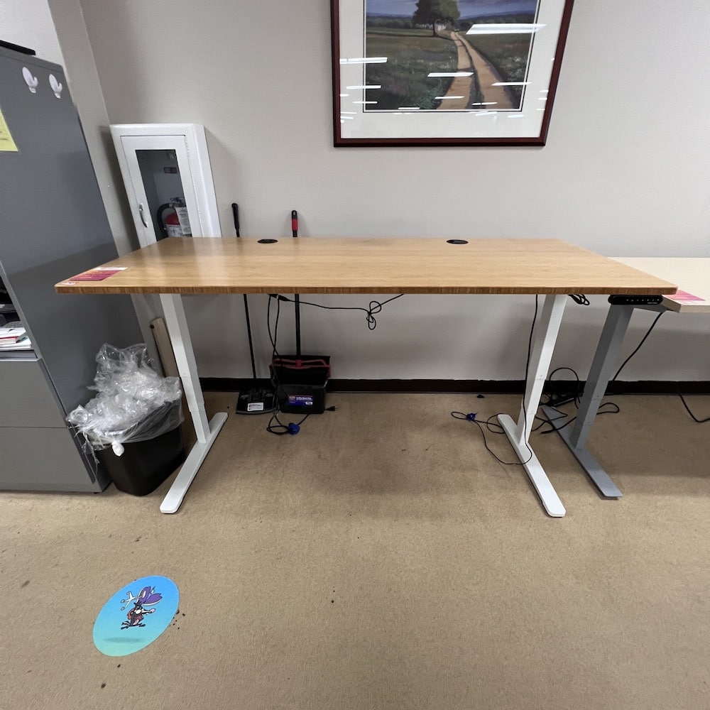 72" Uplift Bamboo and White Programmable Height Adjustable Electric ...