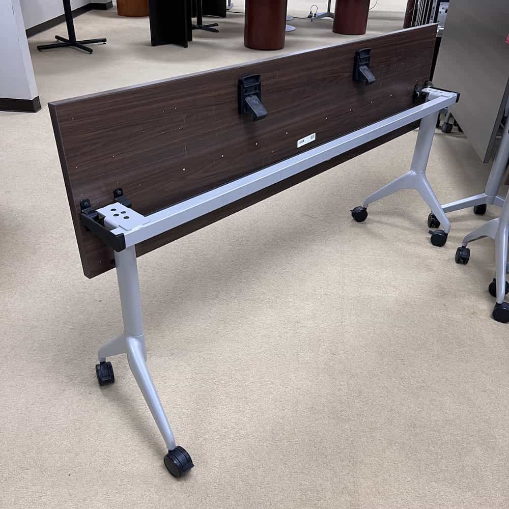 72" x 18" HON Walnut and Grey Flip Top Training Table on Wheels ...