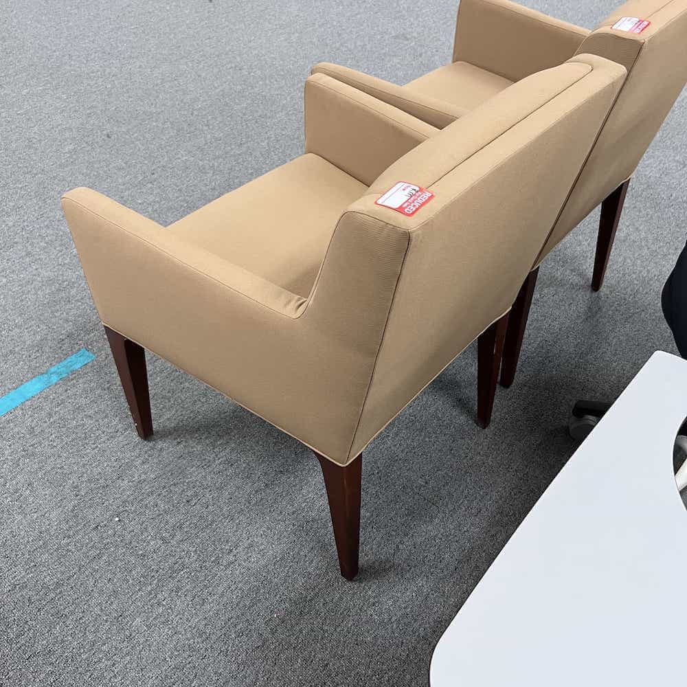 SET - 2 Bernhardt Tan Modern Club Chairs | Office Furniture Liquidations