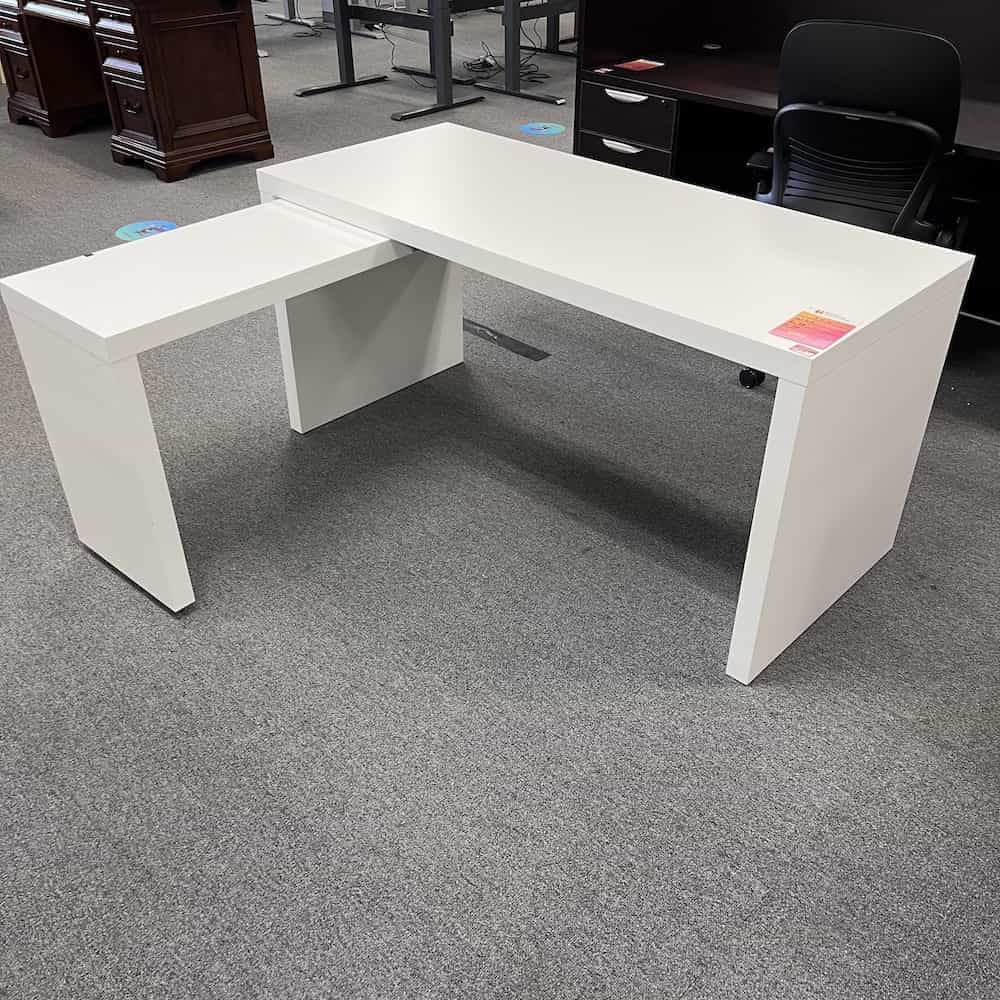 60" Ikea Malm White L-Desk with Pull Out Return - Left Return | Office ...