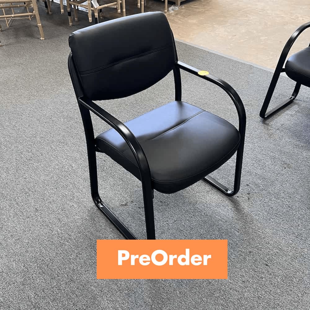Preorder New - Black Vinyl "Side-Kick" Sled Guest Chair with Arms ...