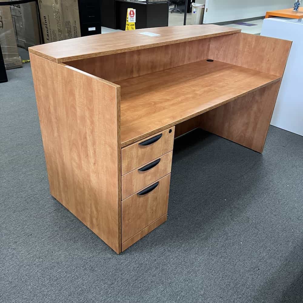 New - 71" Honey and Black Reception Desk with One Pedestal - Box/Box ...