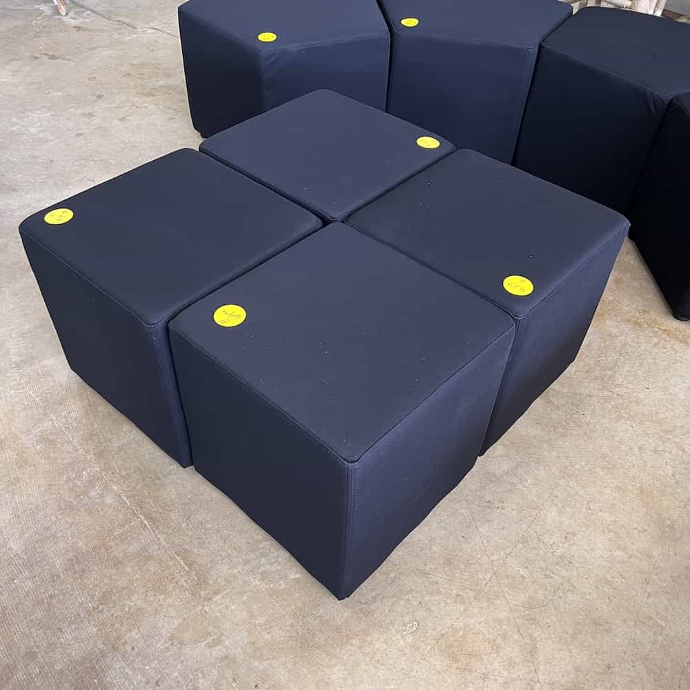New - 17" Black Upholstered Square Modular Furniture Ottoman | Office ...