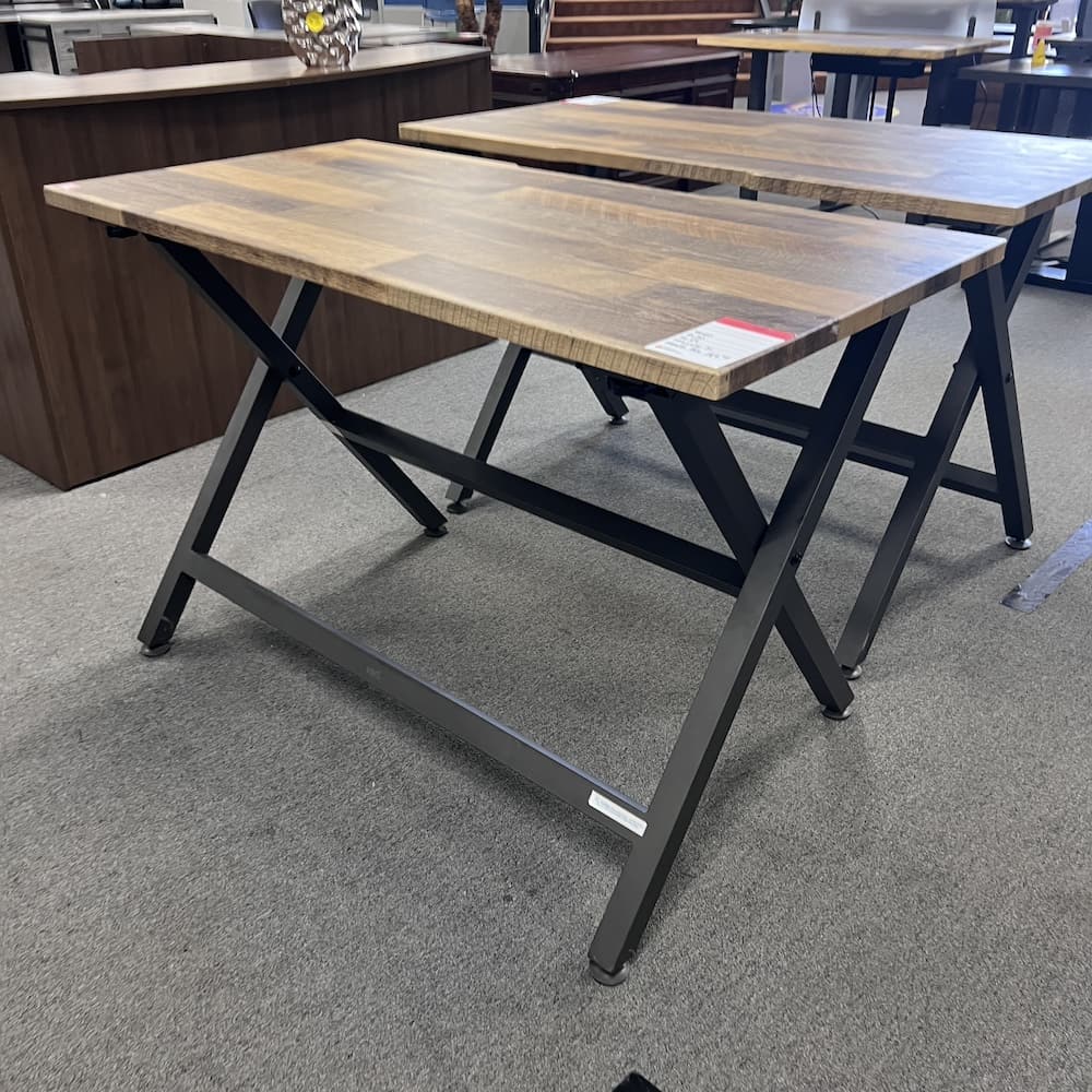 60" x 30" VariDesk Reclaimed Wood Laminate and Grey Table Desk ...