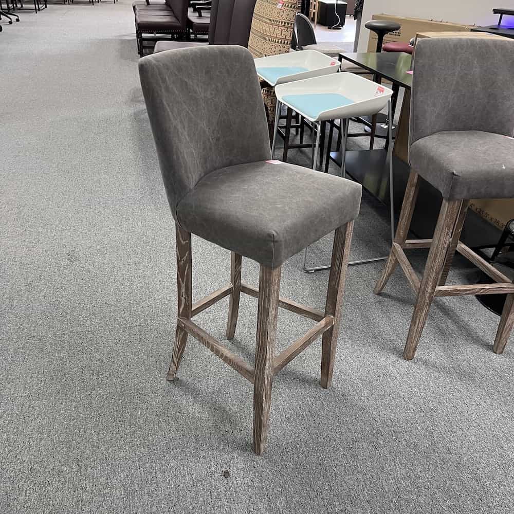 Taupe and Grey Distressed Bar Height Stool | Office Furniture Liquidations