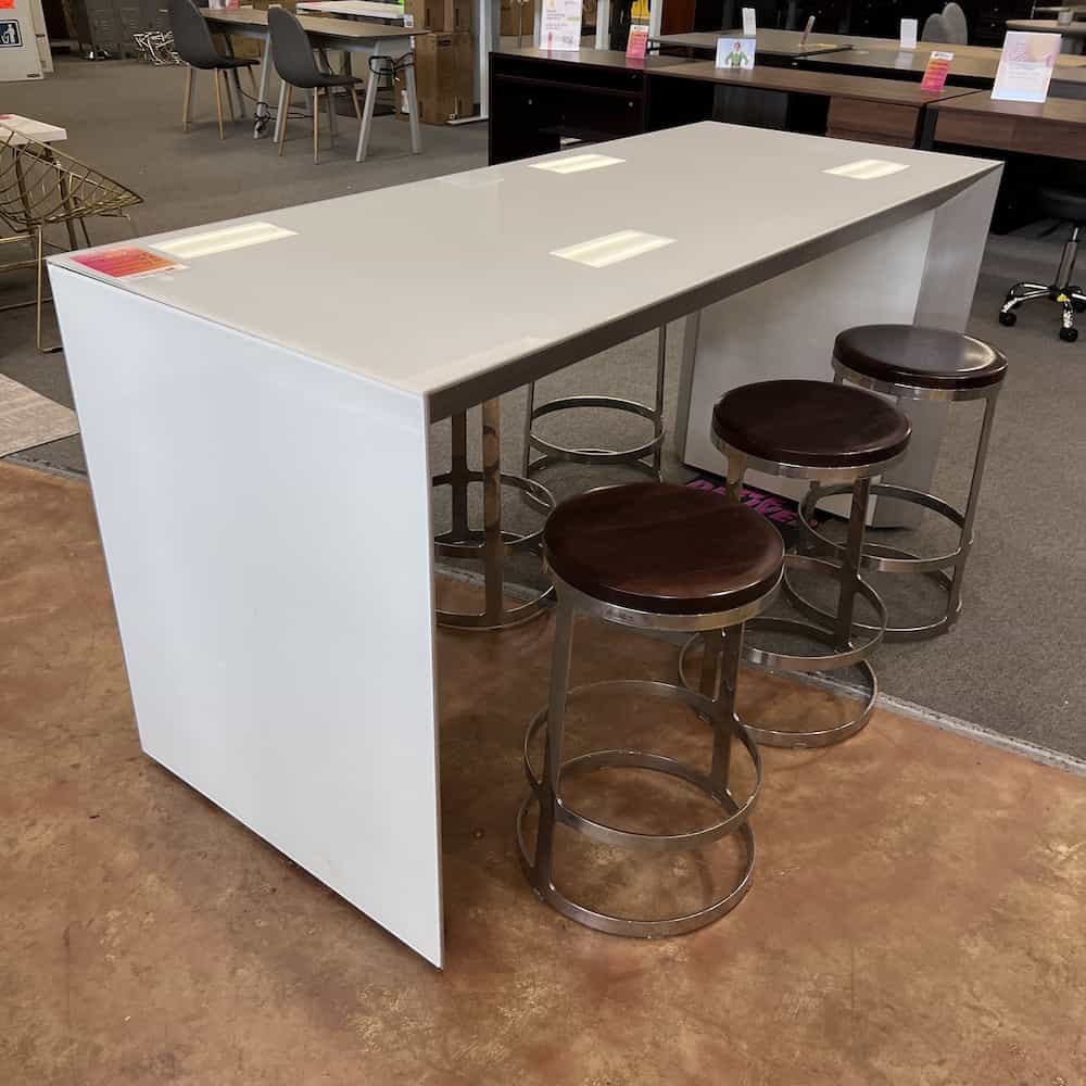 72" White Glass Rectangle Modern Waterfall Table | Office Furniture ...