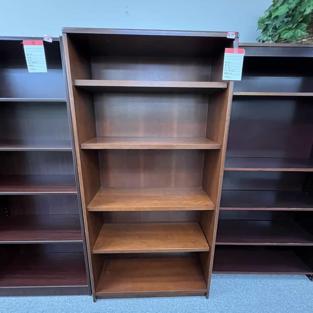 72" H x 36" W Cherry Veneer Rounded Edges Bookcase | Office Furniture ...