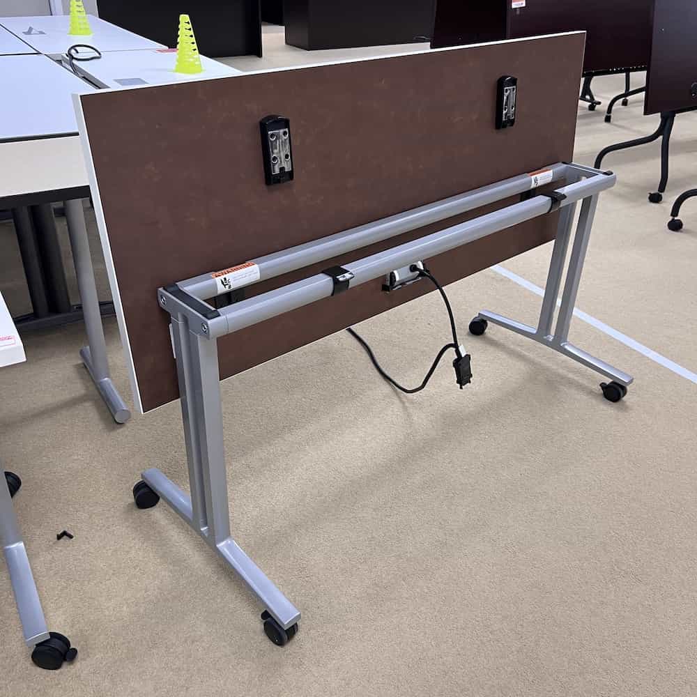 60" x 24" Herman Miller White and Silver Training Table - Rolling, Flip ...