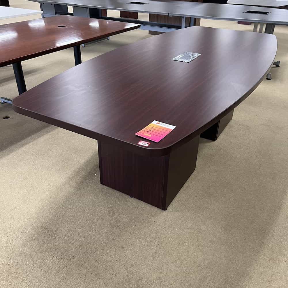 8 Ft Mahogany Boat Shaped Conference Table | Office Furniture Liquidations