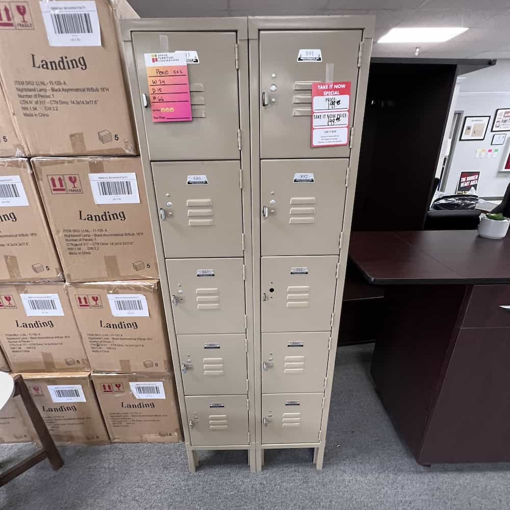 24" W x 66" H Tan Penco Metal Lockers 2 Tier 10 Door | Office Furniture ...