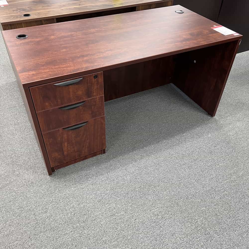 60" x 30" Cherry Laminate Desk with One Pedestal File | Office ...