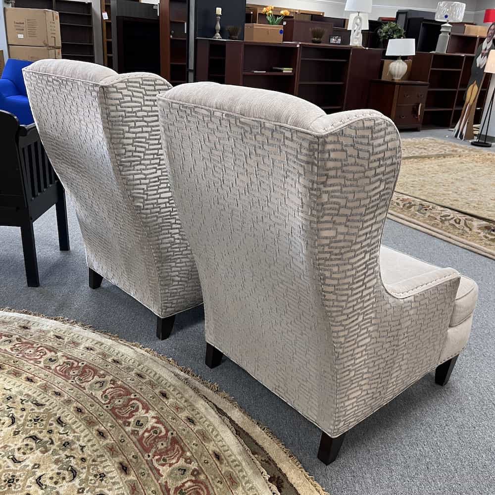 Contemporary Beige And Silver Traditional Wing Back Arm Chair | Office ...