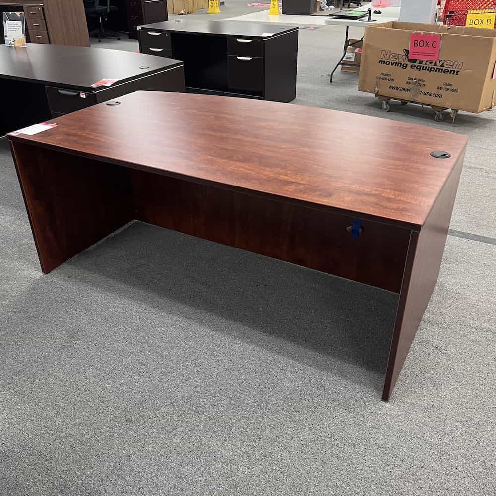 71" x 41" Cherry Bow Front Desk Shell | Office Furniture Liquidations