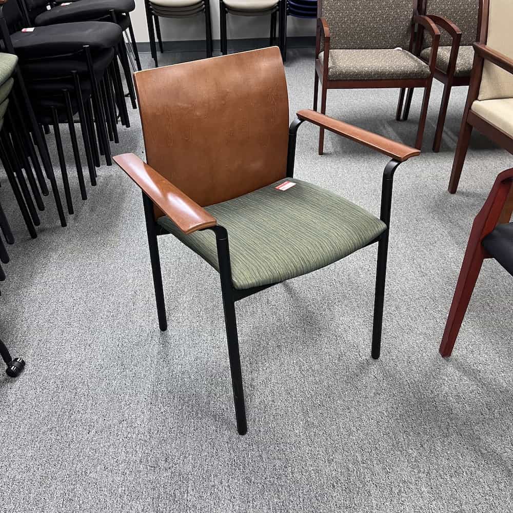 Steelcase Deck Green and Cherry Stacking Chair with Arms | Office ...