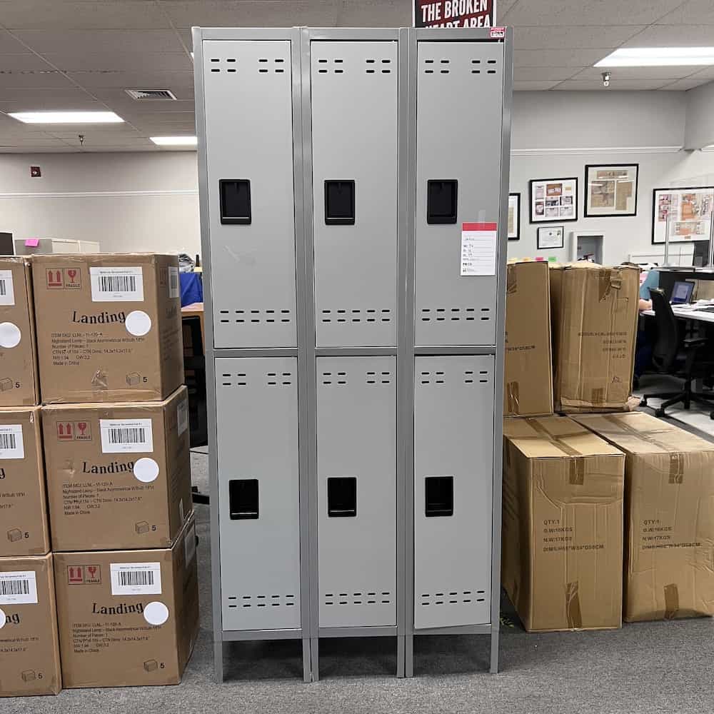 36" W x 78" H Safco Grey and Black Metal Lockers 2 Tier 6 Door | Office ...